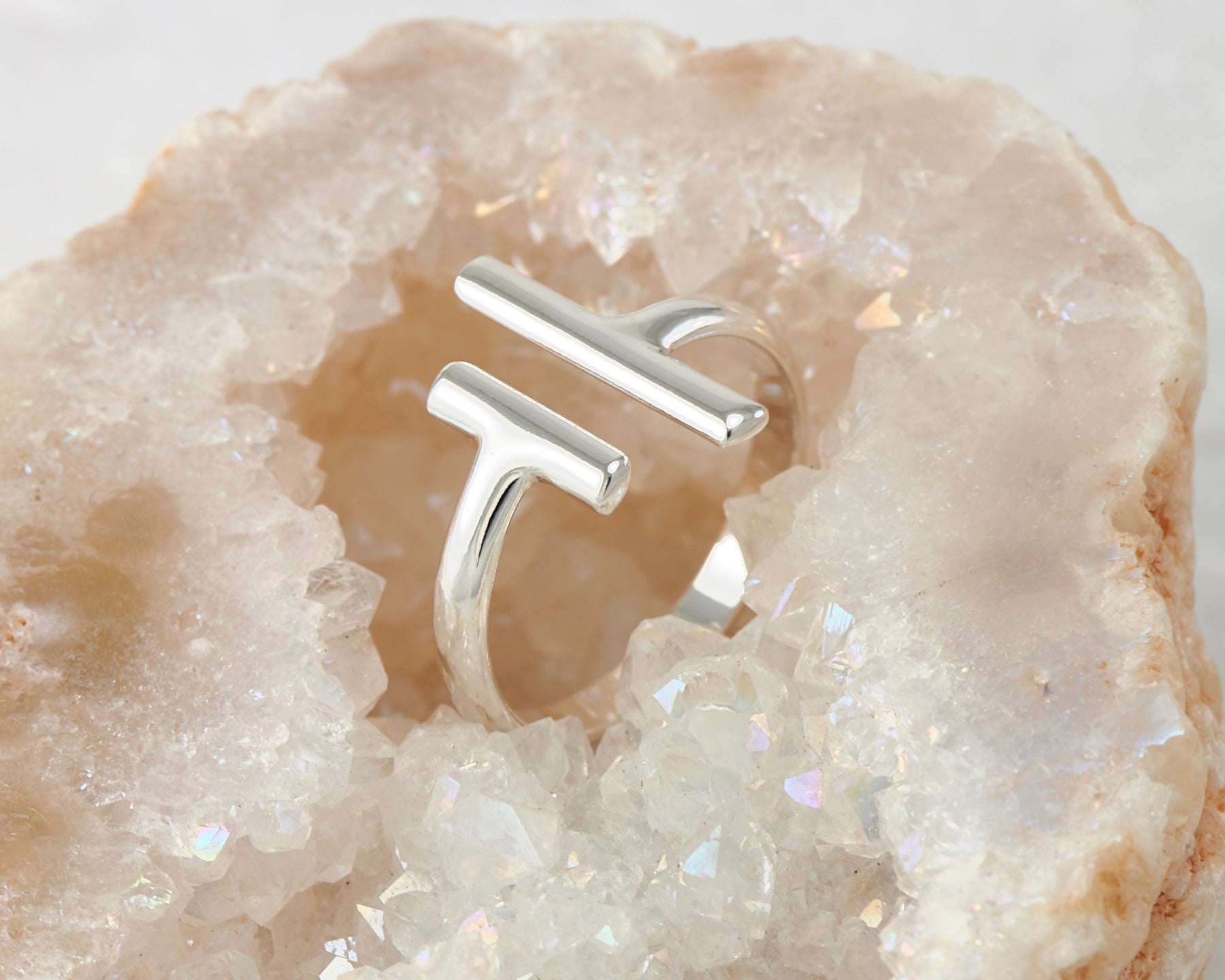 Silver Parallel Bars Ring - Geometric Lines Ring - Artulia Jewelry